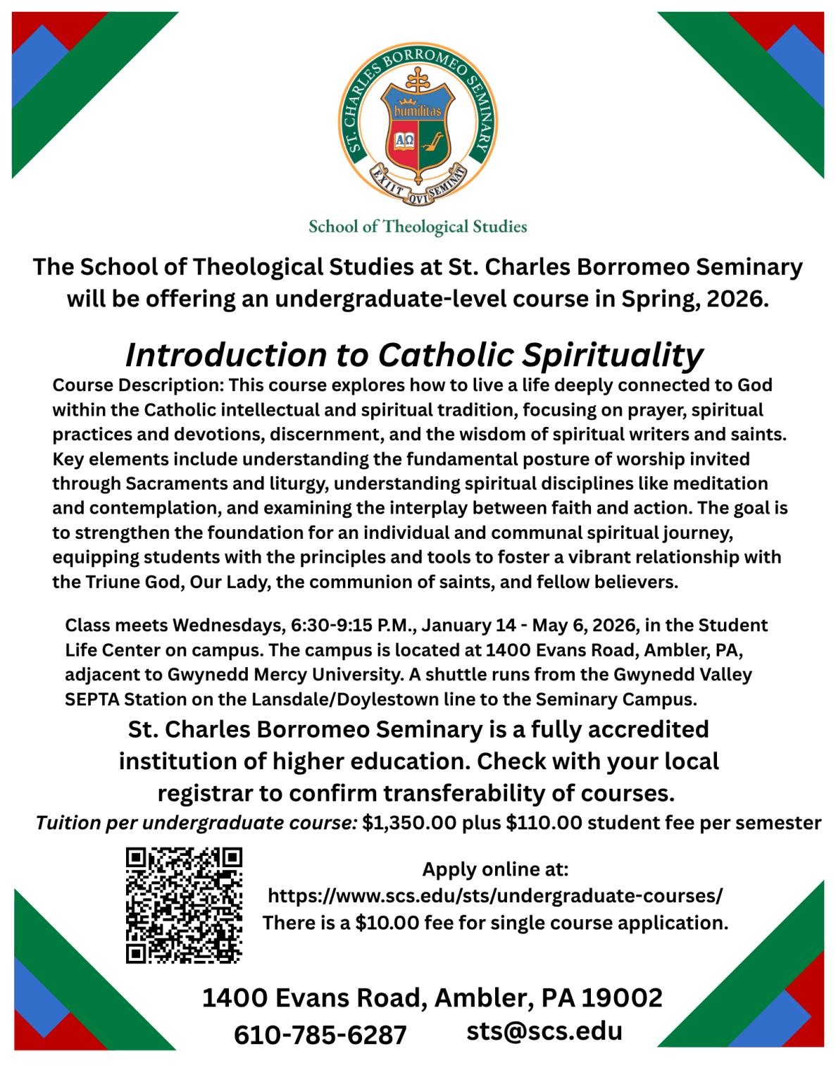 Undergraduate Courses – Saint Charles Borromeo Seminary